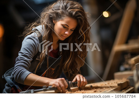 Carpenters working hard on wood Generative AI - Stock Illustration ...