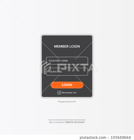Dark grey Login form web page design template... - Stock Illustration ...