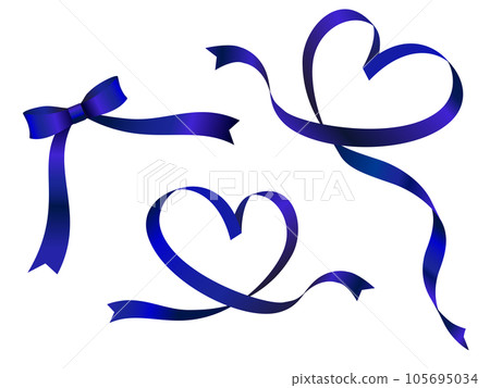 Glossy ribbon material heart-shaped blue - Stock Illustration ...