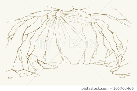 Vector drawing. Underground pit cave - Stock Illustration [105703466 ...