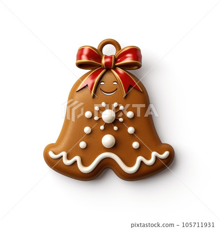 Christmas gingerbread bell cookie isolated over...-插圖素材 [105711931 ...