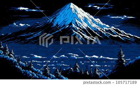 Fujiyama mountain landscape. Ai generated 8bit... - Stock Illustration ...