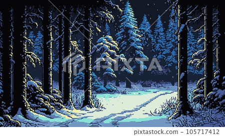 Winter forest landscape. Ai generated 8bit... - Stock Illustration ...