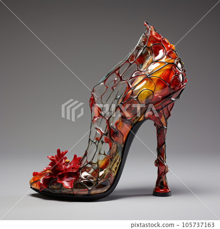 Glass Shoe Sculpture with Colorful Web Design,... - Stock Illustration ...