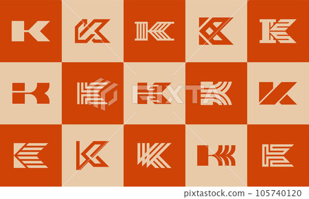 Collection of line geometry letter K logo... - Stock Illustration ...
