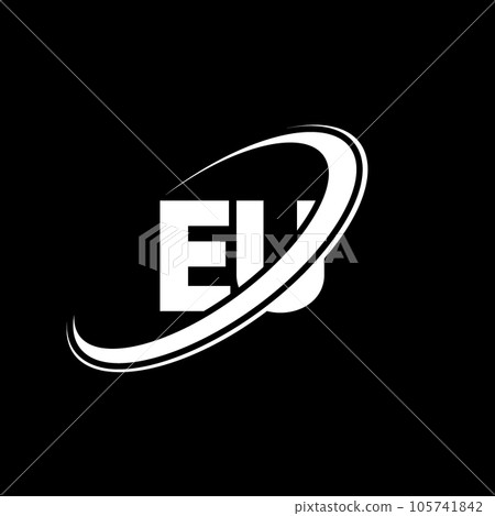 EU E U letter logo design. Initial letter EU... - Stock Illustration ...