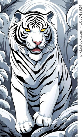 White tiger vector illustration-插圖素材 [105742924] - PIXTA圖庫