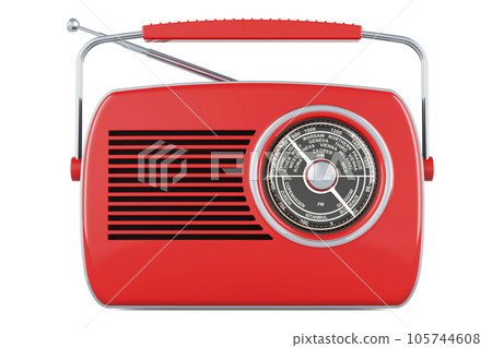 Retro radio receiver, red color. 3D rendering - Stock Illustration ...