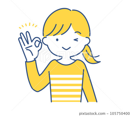 Illustration material of a woman doing an OK pose - Stock Illustration ...