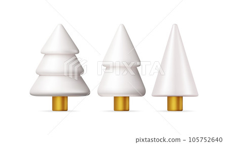 3D Set of Abstract Christmas Tree in Snow - Stock Illustration ...