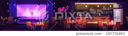 Night club stage with pub counter illustration - Stock Illustration ...