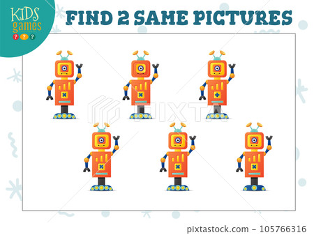 Find two same pictures kids puzzle vector... - Stock Illustration ...