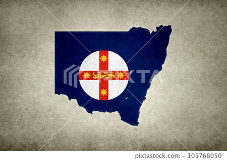 Map of the New South Wales with its flag... - Stock Illustration ...