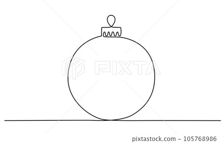 Christmas ball continues one single line hand... - Stock Illustration ...