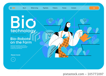 Bio Technology, Robot on farm -modern flat... - Stock Illustration ...