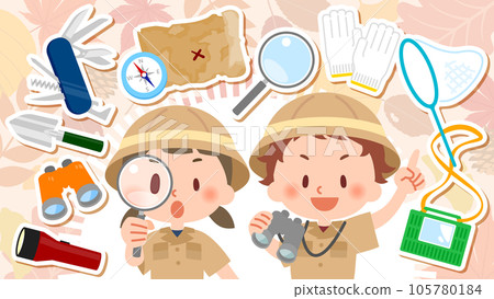 Expedition tools and expedition boys and girls... - Stock Illustration ...