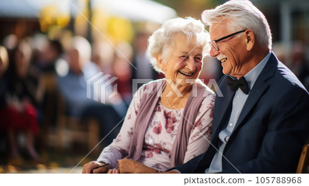Senior European couple getting married - Stock Illustration [105788968 ...