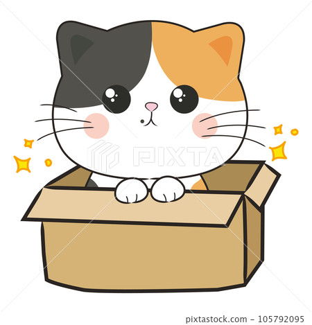 cartoon cat in box - Stock Illustration [105792095] - PIXTA