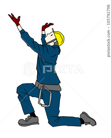 Pose with workers heavy objects kneeling - Stock Illustration ...