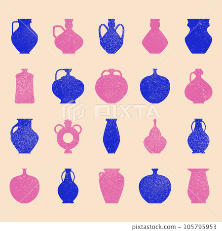 Set of ceramic products with texture. Vector... - Stock Illustration ...