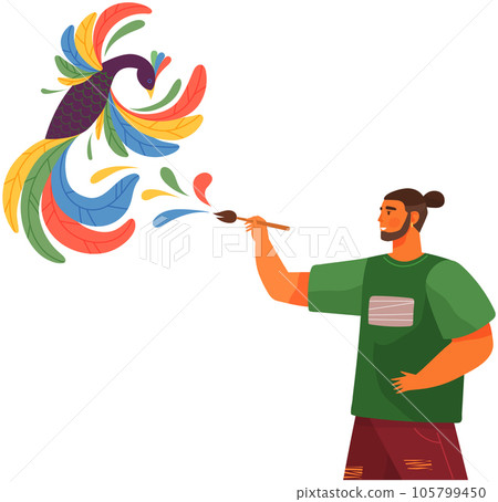 Man in process of drawing. Creativity,... - Stock Illustration ...