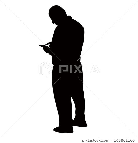 a man using smart phone, silhouette vector - Stock Illustration ...