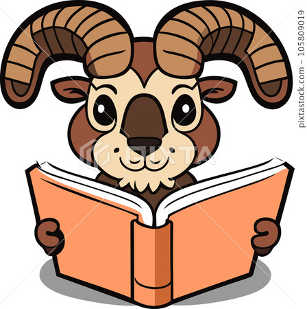 Cartoon Illustration of Cute goat Reading a... - Stock Illustration ...