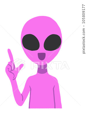 smiling alien pointing finger - Stock Illustration [105809177] - PIXTA