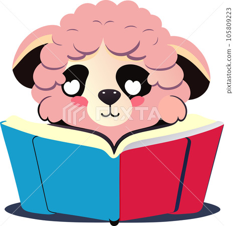 Illustration of Cute Sheep Reading a Book on a... - Stock Illustration ...