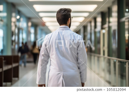 Back view of a doctor walking in the ward - Stock Illustration ...