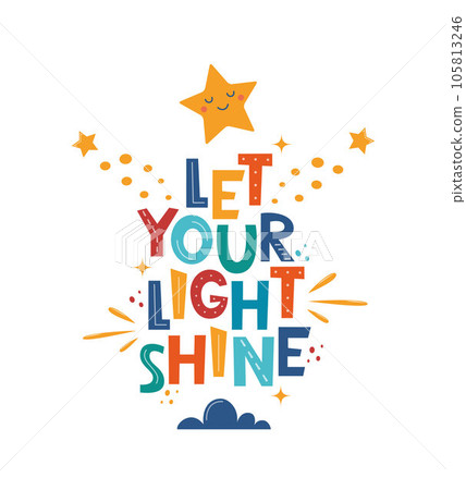 Cute cartoon print with stars and lettering Let... - Stock Illustration ...