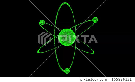 3D atom model with a nucleus and electrons on... - Stock Illustration ...