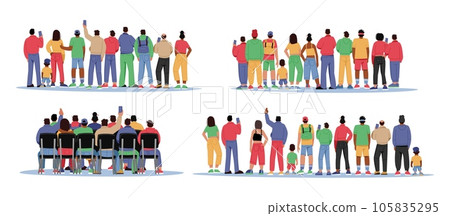 Crowd back. Audience characters. Group of... - Stock Illustration ...