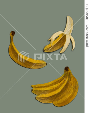 Banana collage illustration, peeled banana... - Stock Illustration ...