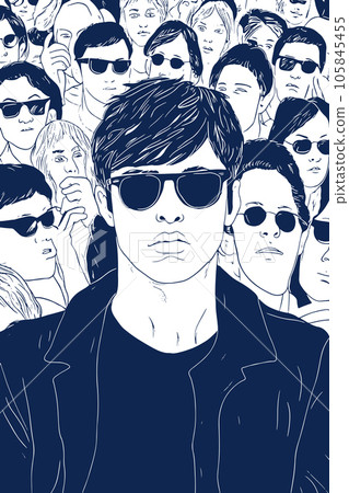 One man in a crowd of generic people where... - Stock Illustration ...