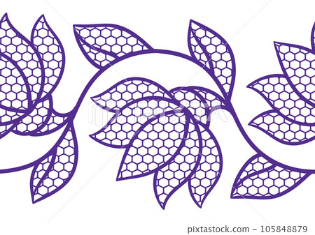 Lace floral pattern. Seamless border with... - Stock Illustration ...