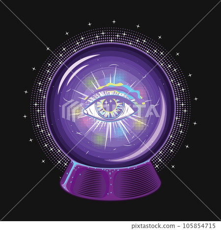Magic crystal ball with all seeing eye and... - Stock Illustration ...