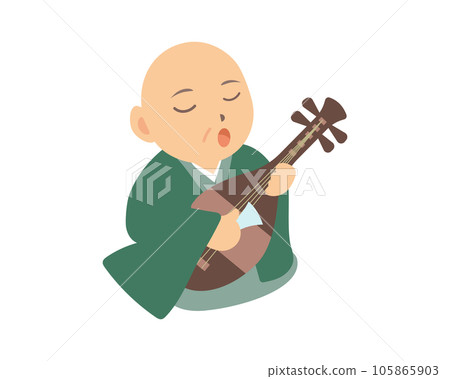 Illustration of a cute biwa player (zato) - Stock Illustration ...