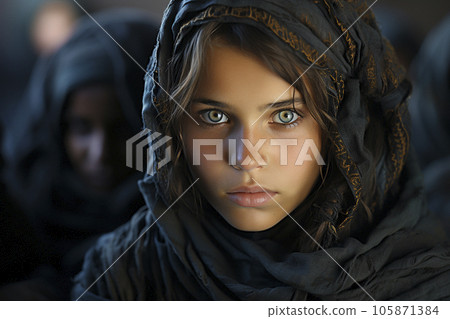 Image of refugee children with beautiful eyes... - Stock Illustration ...