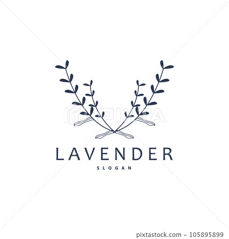 Lavender Logo, Simple Elegant Purple Flower... - Stock Illustration ...