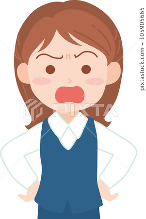 Young female office worker _ angry expression _... - Stock Illustration ...