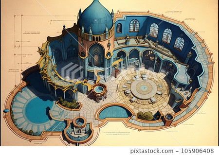 blueprints floorplan of a fantasy palace... - Stock Illustration ...