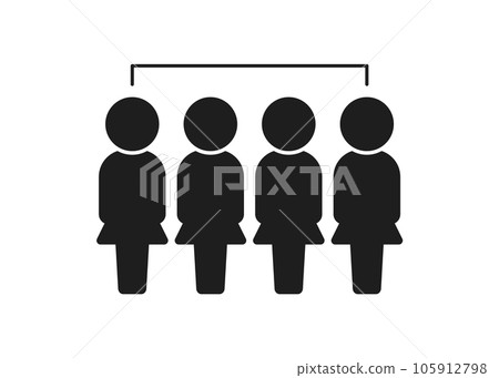 Icon pictogram of 4 women standing - image... - Stock Illustration ...