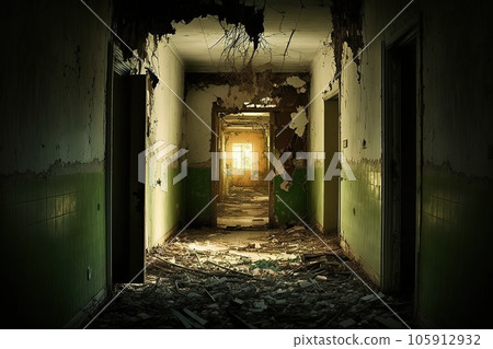 Spooky space with low light . Horror scene.... - Stock Illustration ...