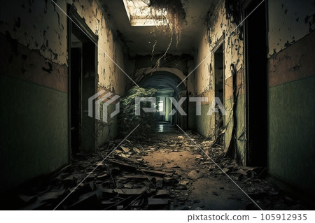 Spooky space with low light . Horror... - Stock Illustration [105912935 ...