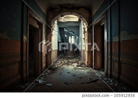 Spooky space with low light . Horror... - Stock Illustration [105912938 ...