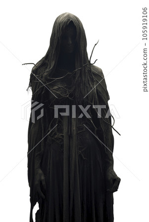 Undead woman in hooded cloak, Generative AI - Stock Illustration ...