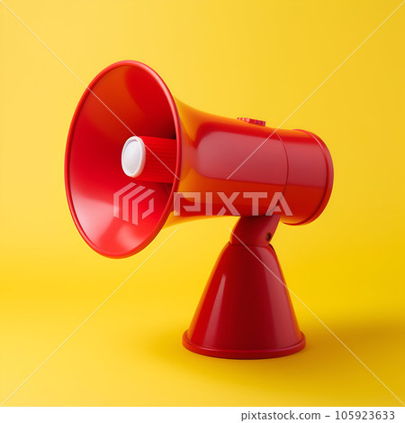 Red megaphone loudspeaker on a yellow background - Stock Illustration ...