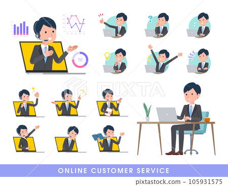 Set of business men serving customers online - Stock Illustration ...