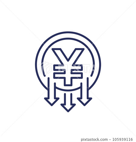 reduce costs icon, price reduction, line vector - Stock Illustration ...